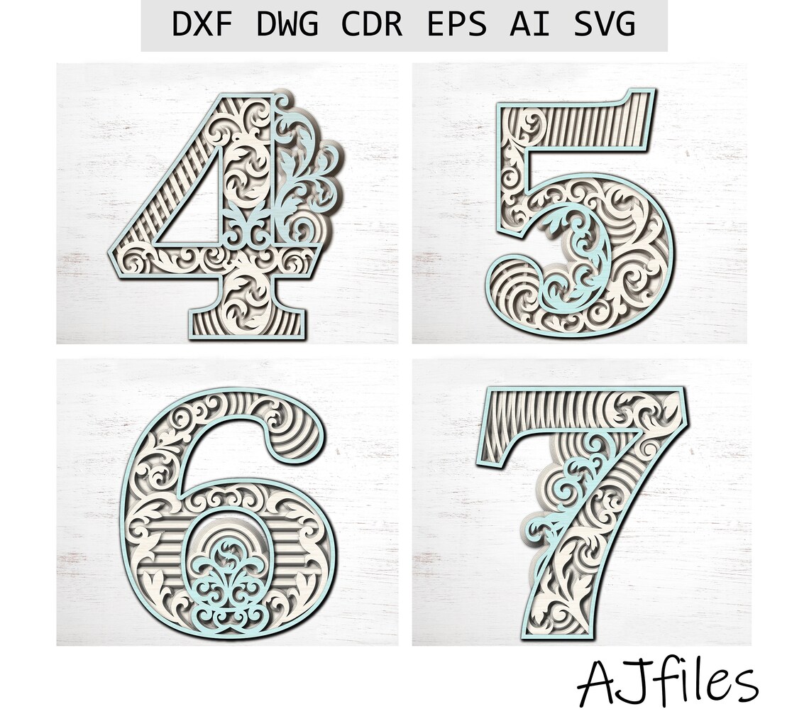 Layered Numbers Bundle Laser Cut Mandala Number Numbers SVG - Etsy