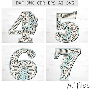 Layered Numbers Bundle, Laser Cut Mandala Number, Numbers SVG for ...