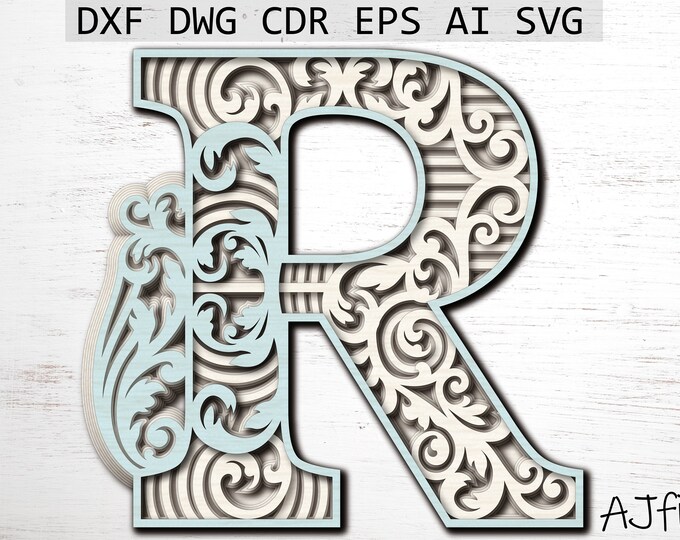 R Monogram SVG Layered Letter Instant Download R for Cricut SVG R File ...