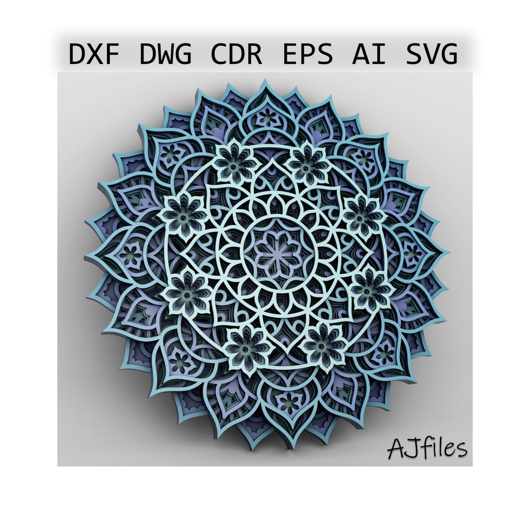 Laser Cut DXF Mandala File, Layered Mandala SVG, 3d Mandala SVG Files ...