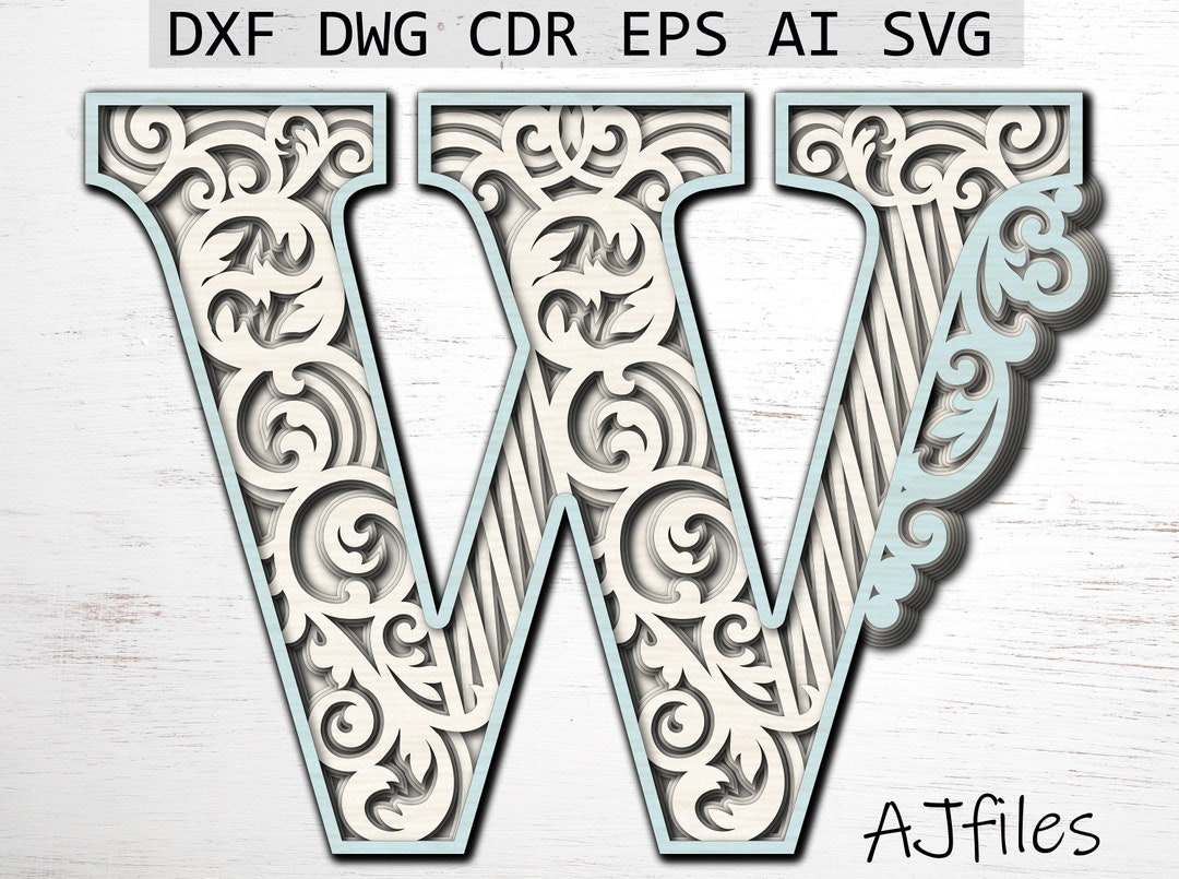 Letter W Digital File, Laser Cut File, Digital File Download, Alphabet ...