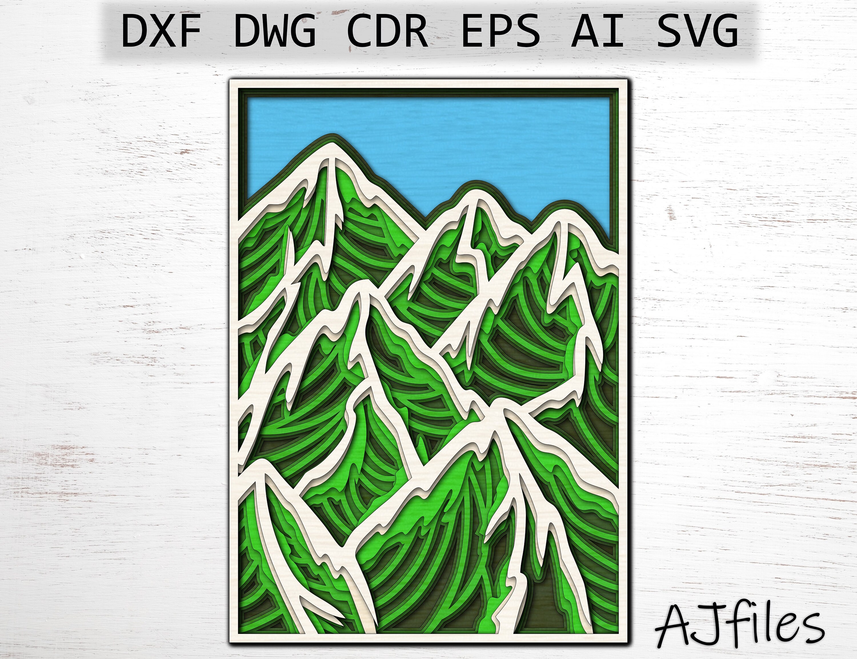 3d Mountains Svg Laser Cut File Digital File Download - Etsy
