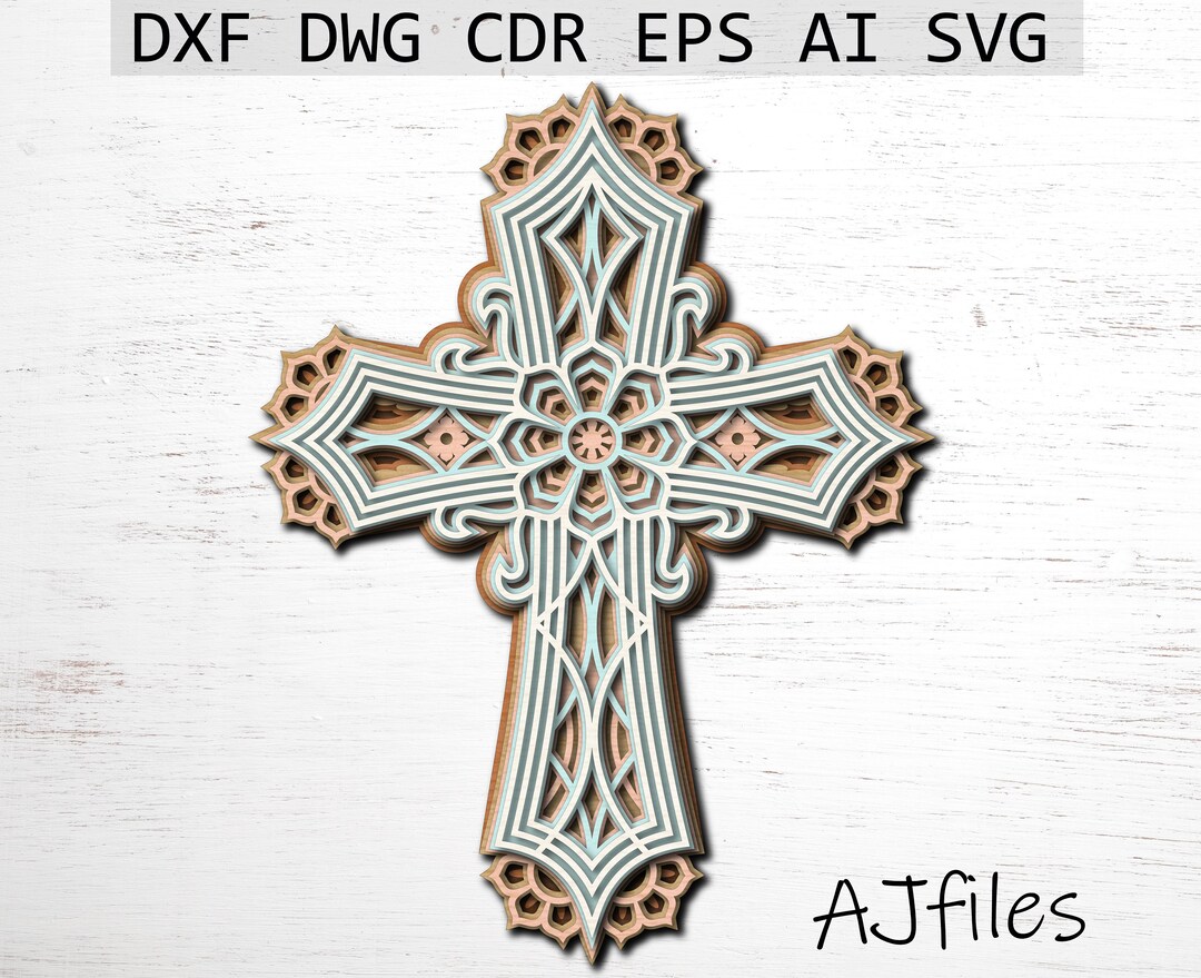 Cross Svg, Layered Cross, Mandala File, Mandala Svg, DXF Cross, Cricut ...