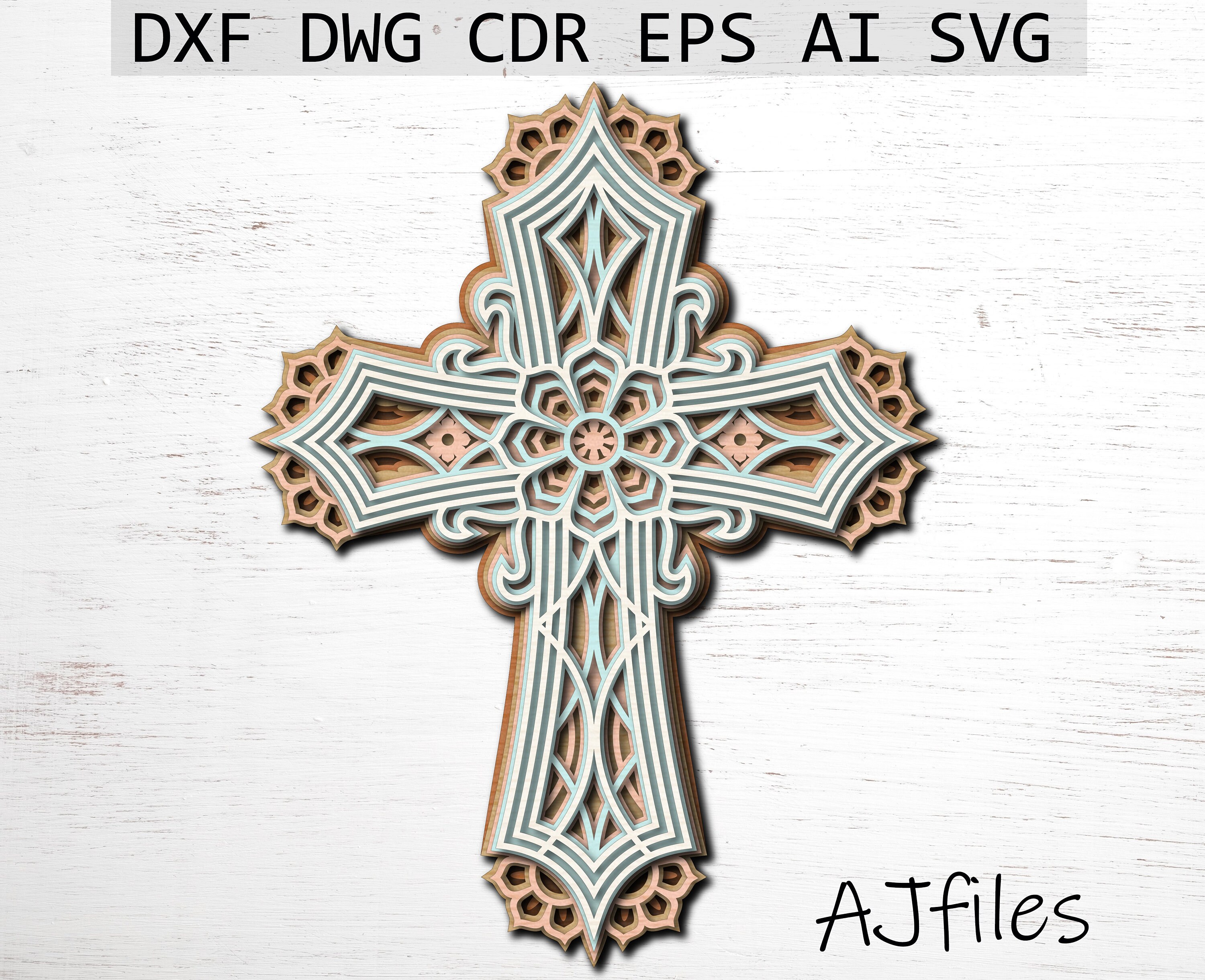 Cross Svg Layered cross Mandala File Mandala svg DXF | Etsy