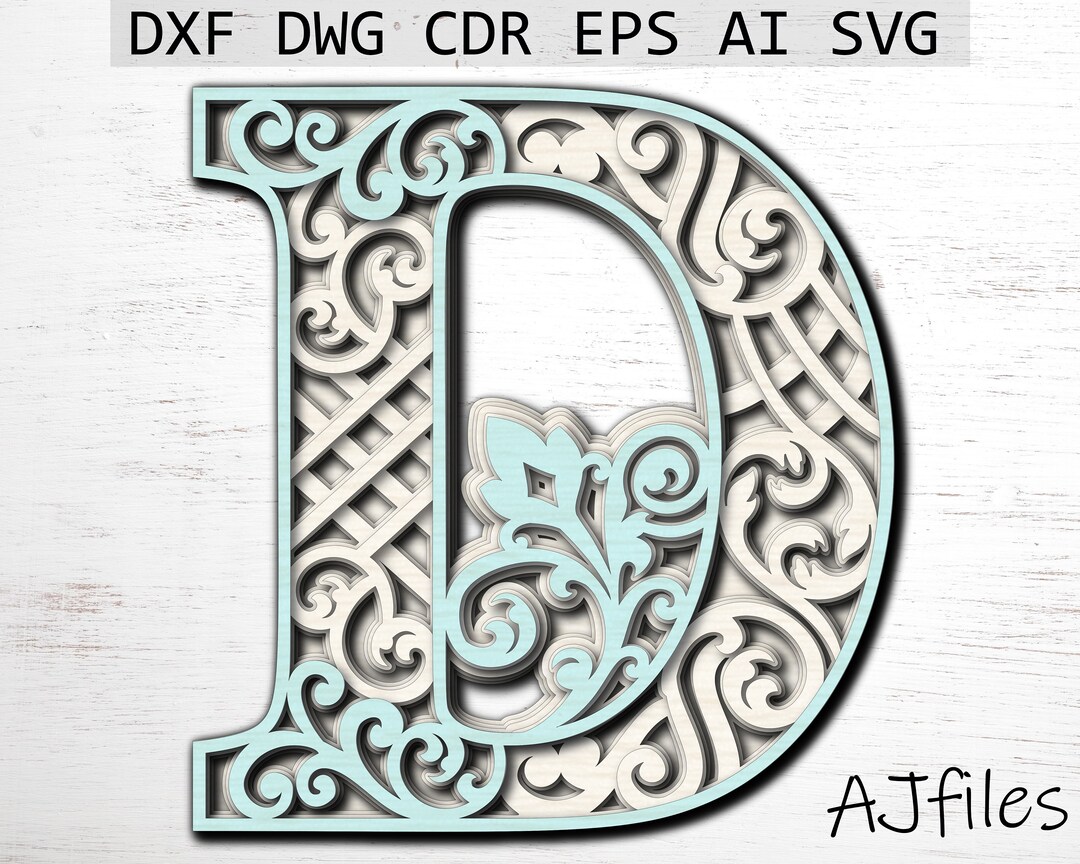 Letter D Laser Cut File: Multilayer SVG, Cricut Ready (digital File) - Etsy