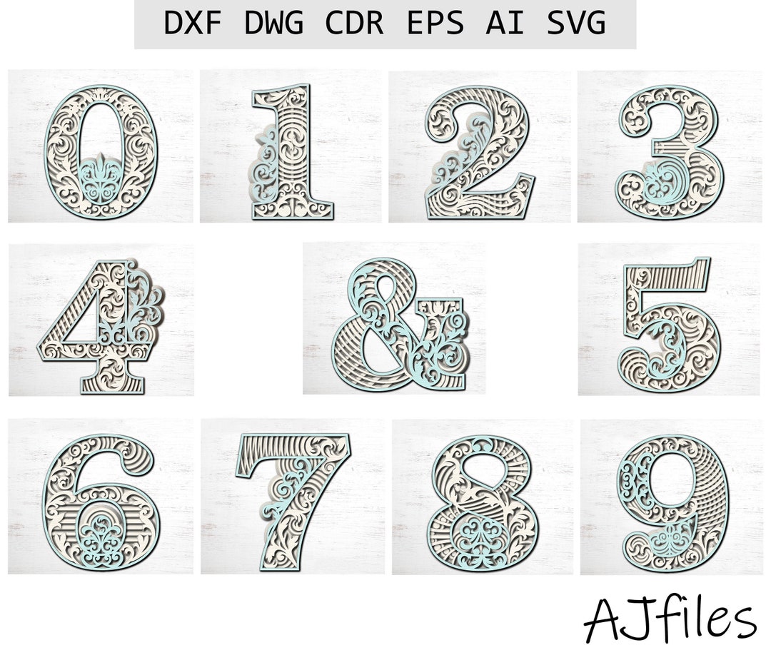 Layered Numbers Bundle, Laser Cut Mandala Number, Numbers SVG for ...