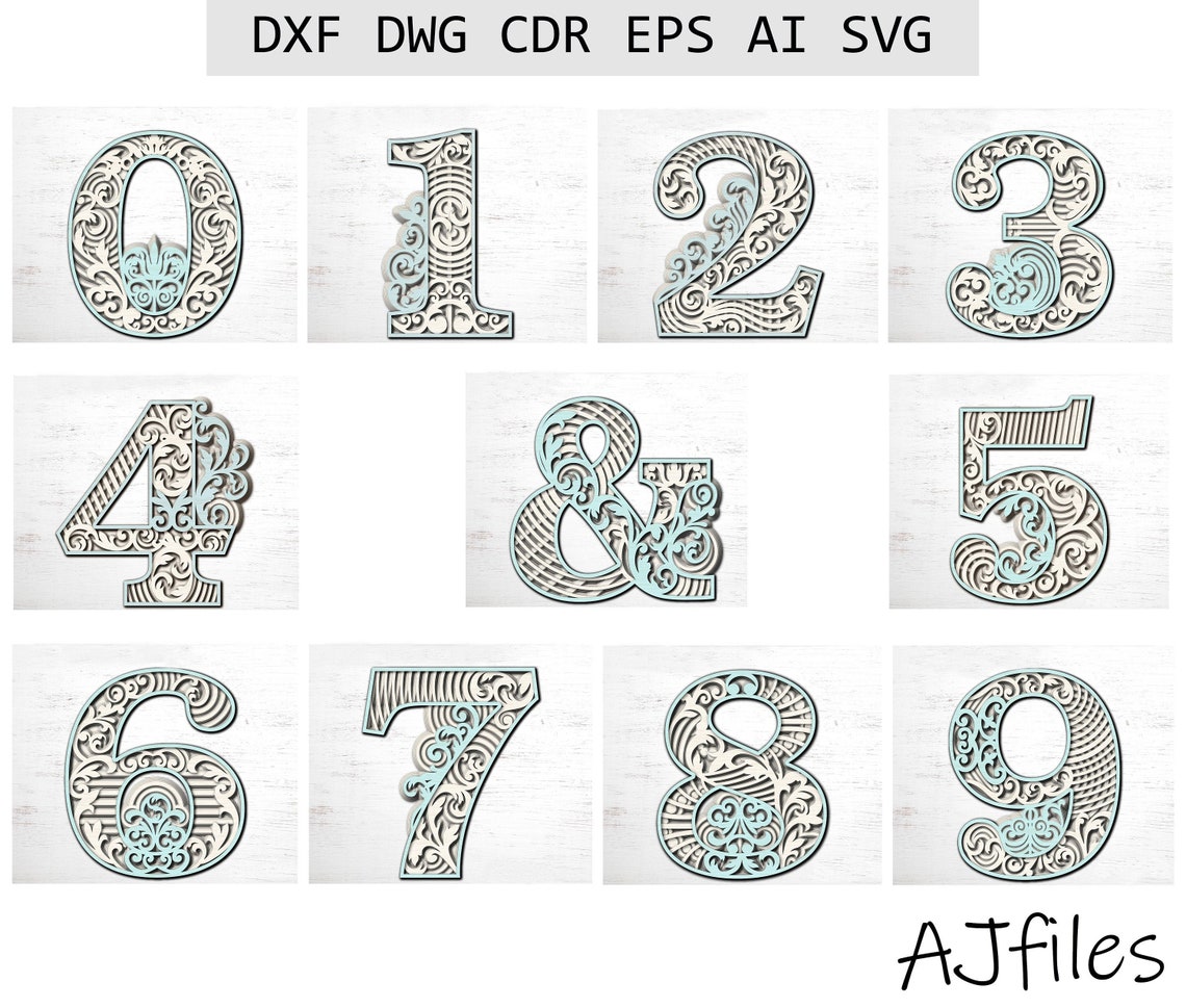 Layered Numbers Bundle Laser Cut Mandala Number Numbers SVG - Etsy