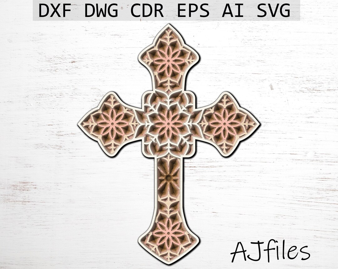 Cross Svg, Layered Cross, Mandala File, Mandala Svg, DXF Cross, Cricut ...