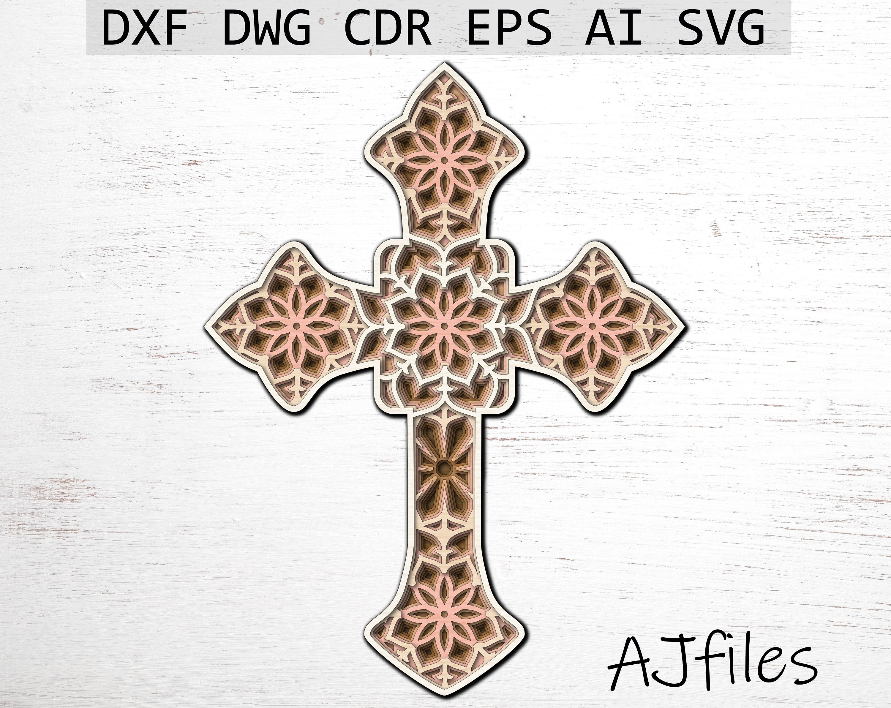 Cross Svg Layered Cross Mandala File Mandala Svg DXF - Etsy