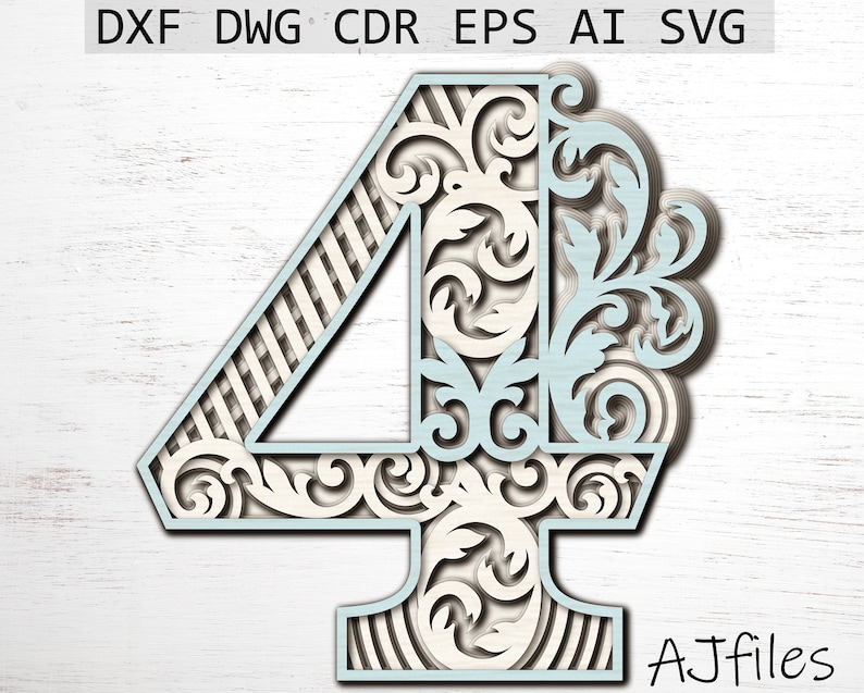 Laser Cut Number 4 Mandala: Layered SVG File (digital Download) - Etsy