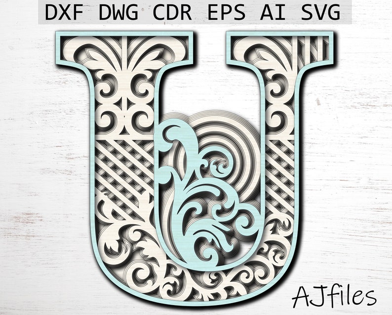 Letter U Digital File Layered Letter U Digital File - Etsy