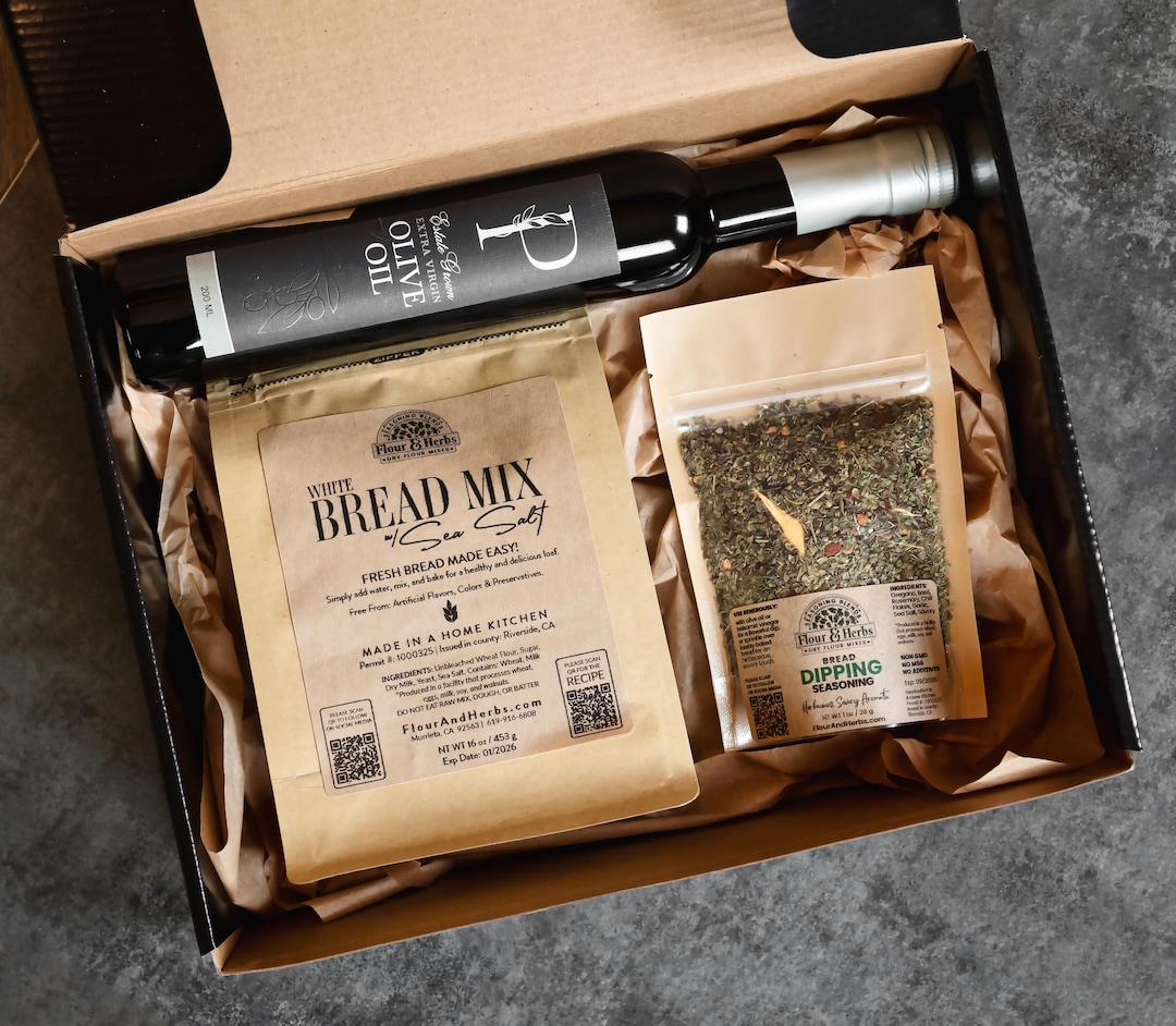 Bread Box Gift Set | Artisan Bread Mix, Dipping Herbs, and Extra Virgin ...