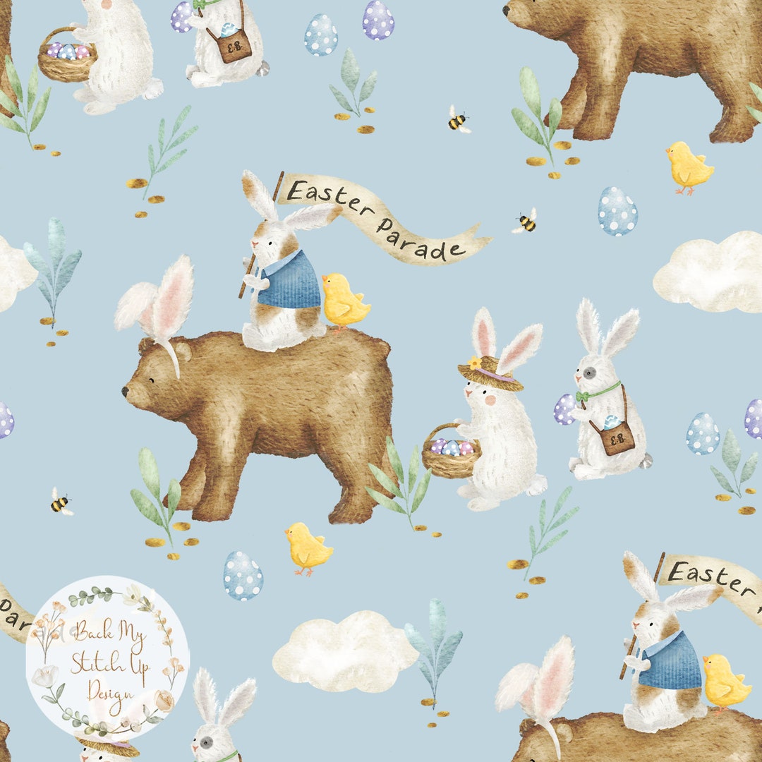 Easter Bunny Seamless Pattern, Easter Rabbit Seamless File, Cute Spring ...