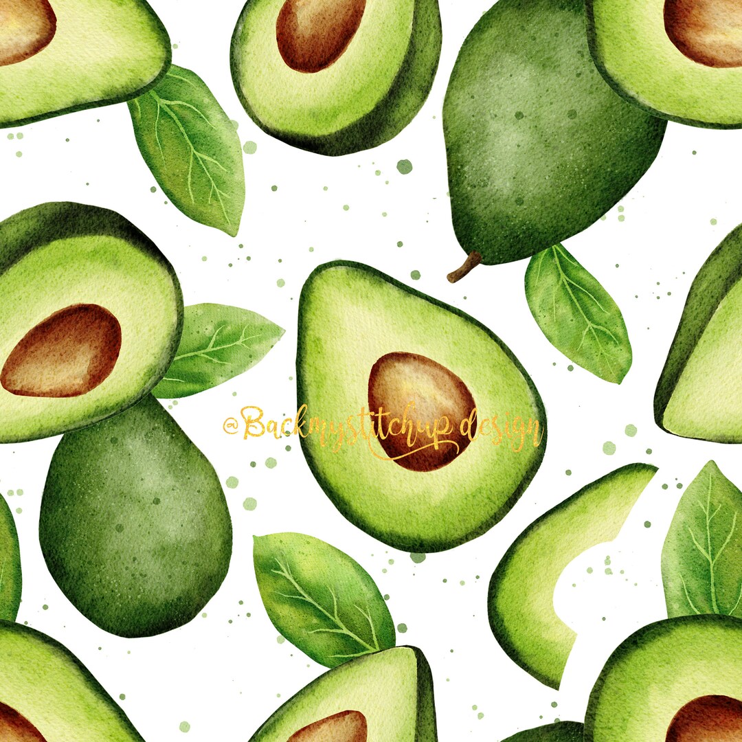 Watercolour Avocado Seamless Pattern, Avocados Digital Crafting Paper ...