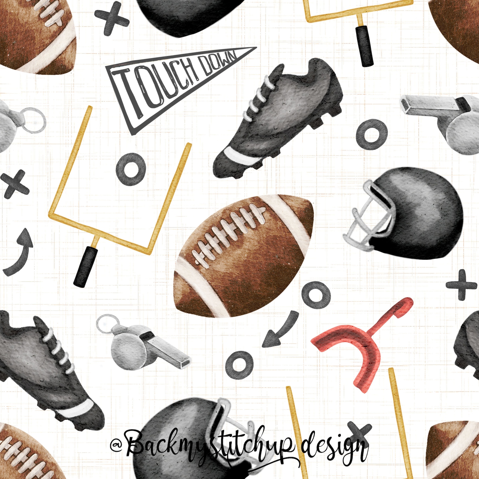 American Football Seamless Pattern, Football Digital Paper, US Sport ...