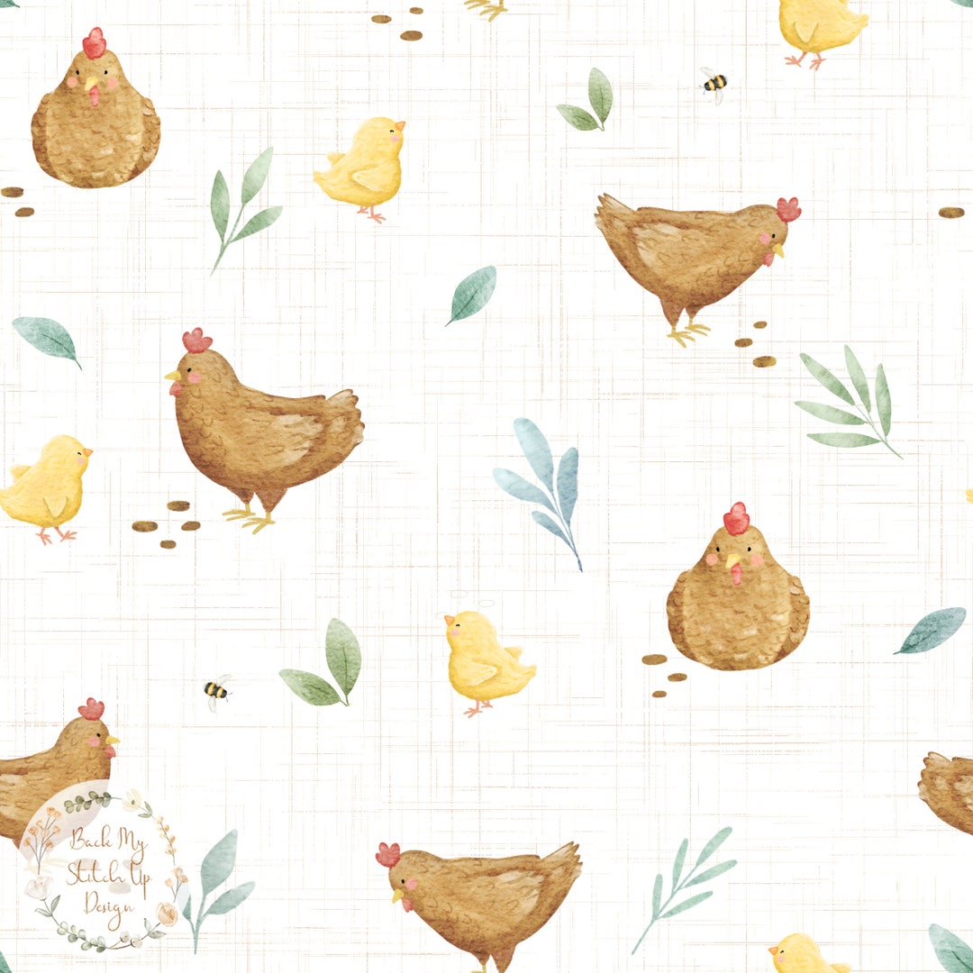 Cute Chicken Seamless Pattern, Chicken Farm Fabric Design, Chicken Farm ...