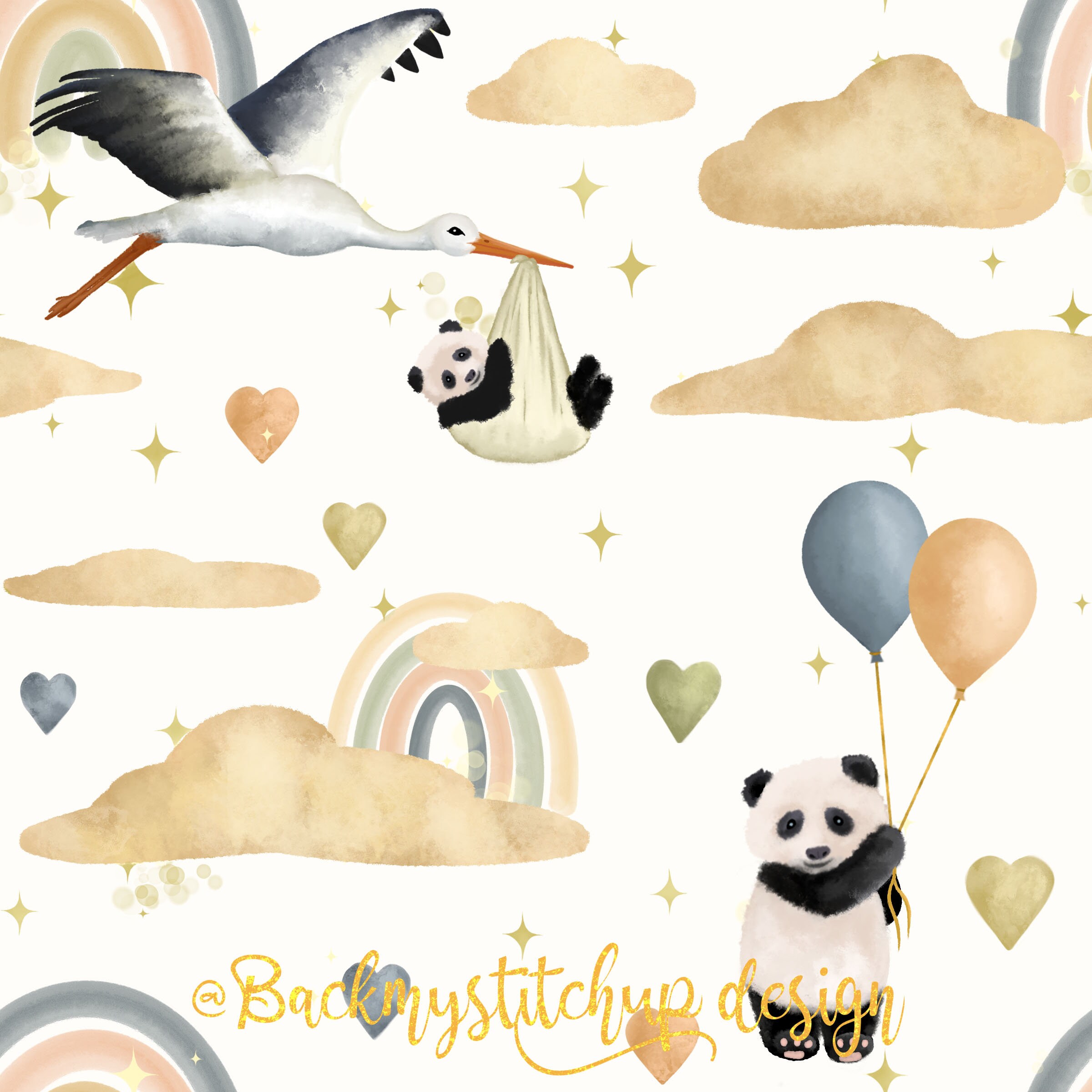 Welcome New Baby Fabric design Seamless Surface Pattern | Etsy