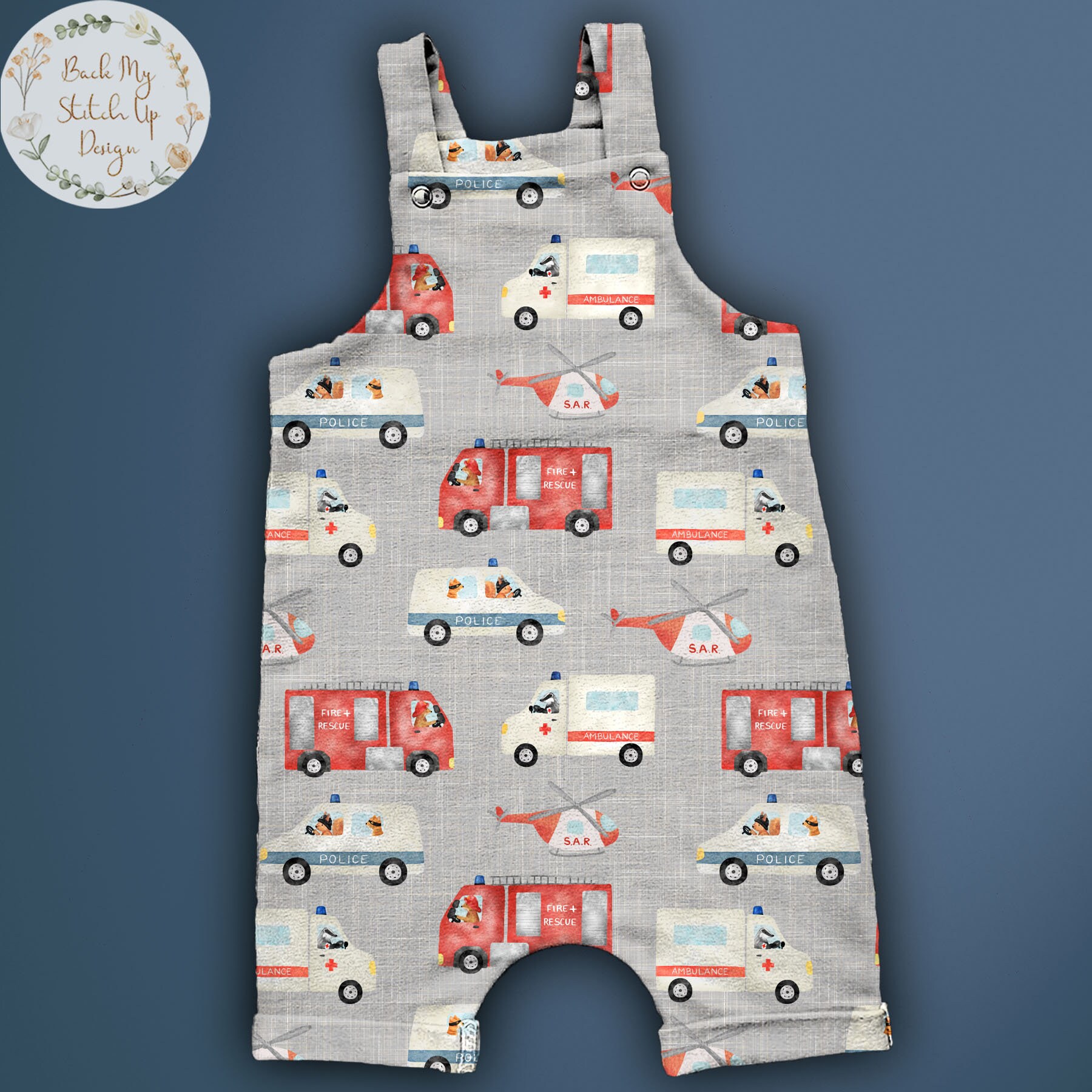 Emergency Vehicles Fabric Design, Fire Truck, Ambulance Police Seamless ...