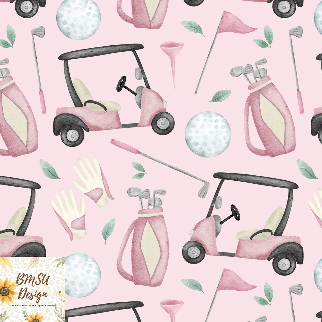 Pink Golf Seamless Pattern, Golf Digital Paper, US Sport Seamless ...