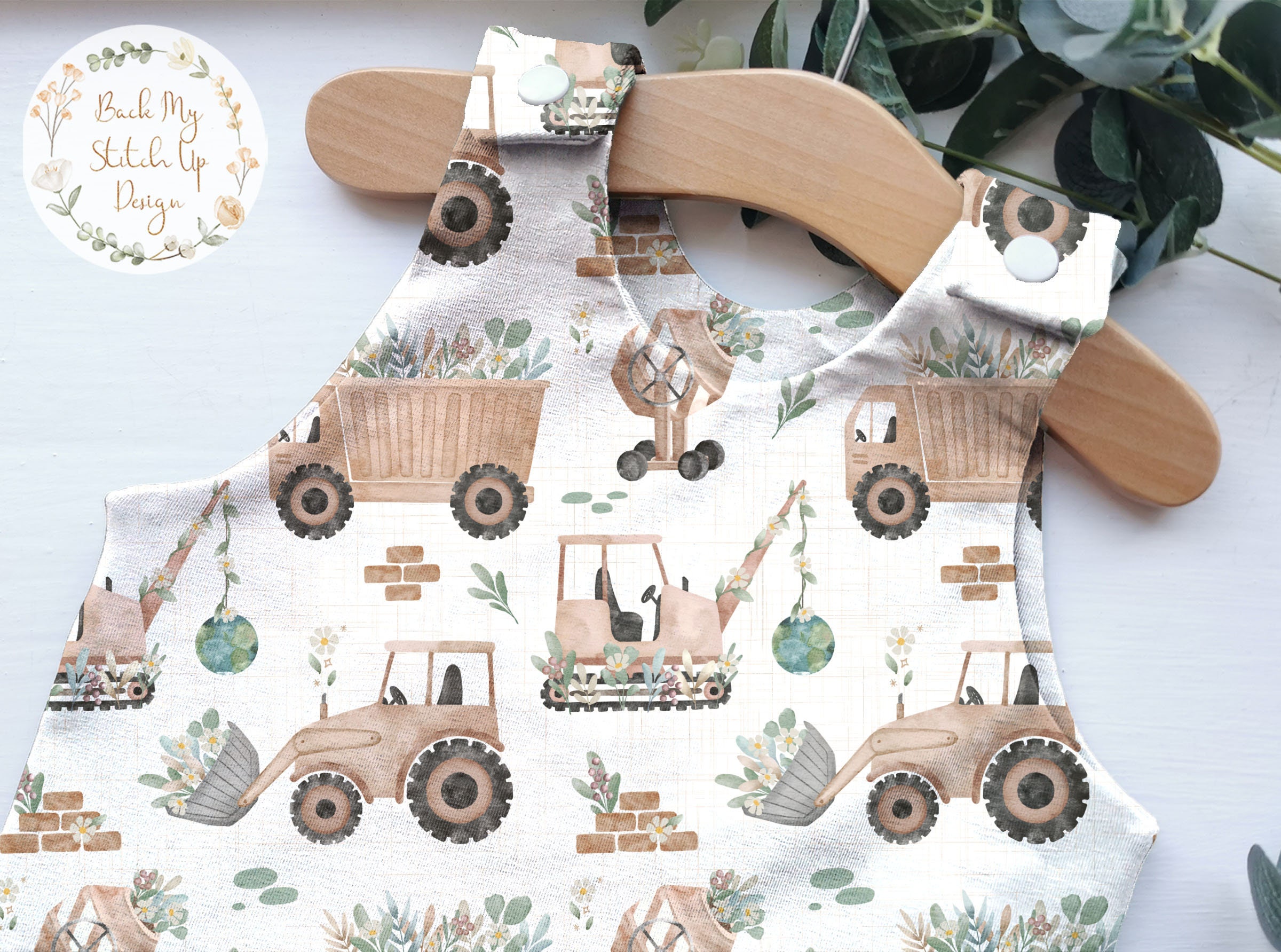 Girly Construction Seamless Pattern Digger Tractor Builder | Etsy UK