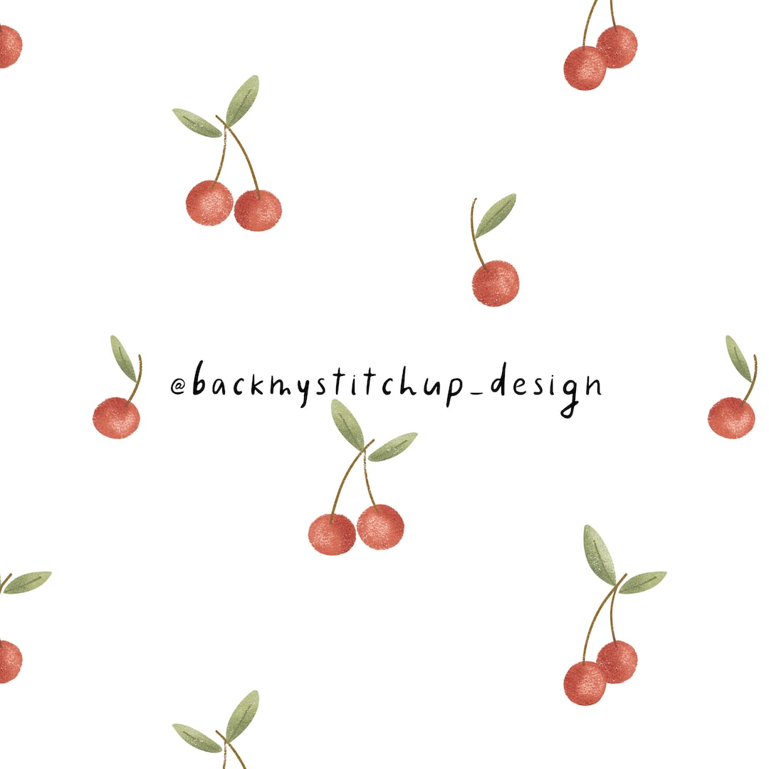Cherry Seamless Pattern, Simple Cherries Digital File, Watercolor Fruit ...
