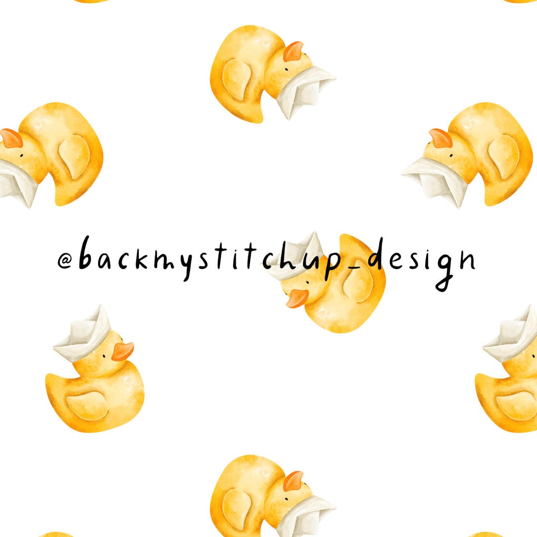 Simple Mini Rubber Ducks Seamless Pattern, Watercolour Rubber Duckies ...