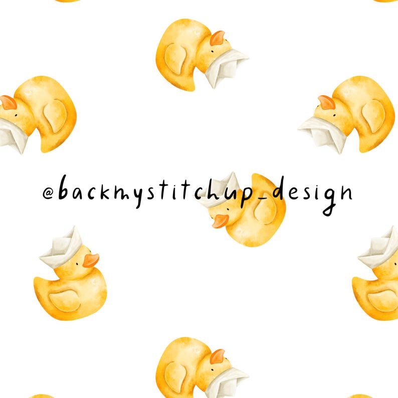 Simple Mini Rubber Ducks Seamless Pattern, Watercolour Rubber Duckies ...