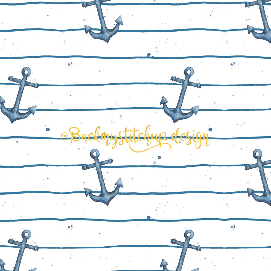 Anchor Seamless Pattern, Watercolour Ship Anchor Seamless File, Cute ...