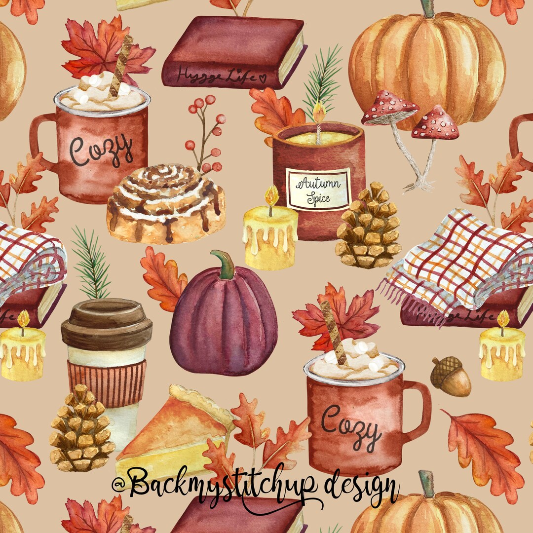Pumpkin Spice Seamless Pattern, Watercolor Fall Food Seamless File ...