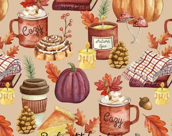Pumpkin Spice Seamless Pattern, Watercolor Fall Food Seamless File ...