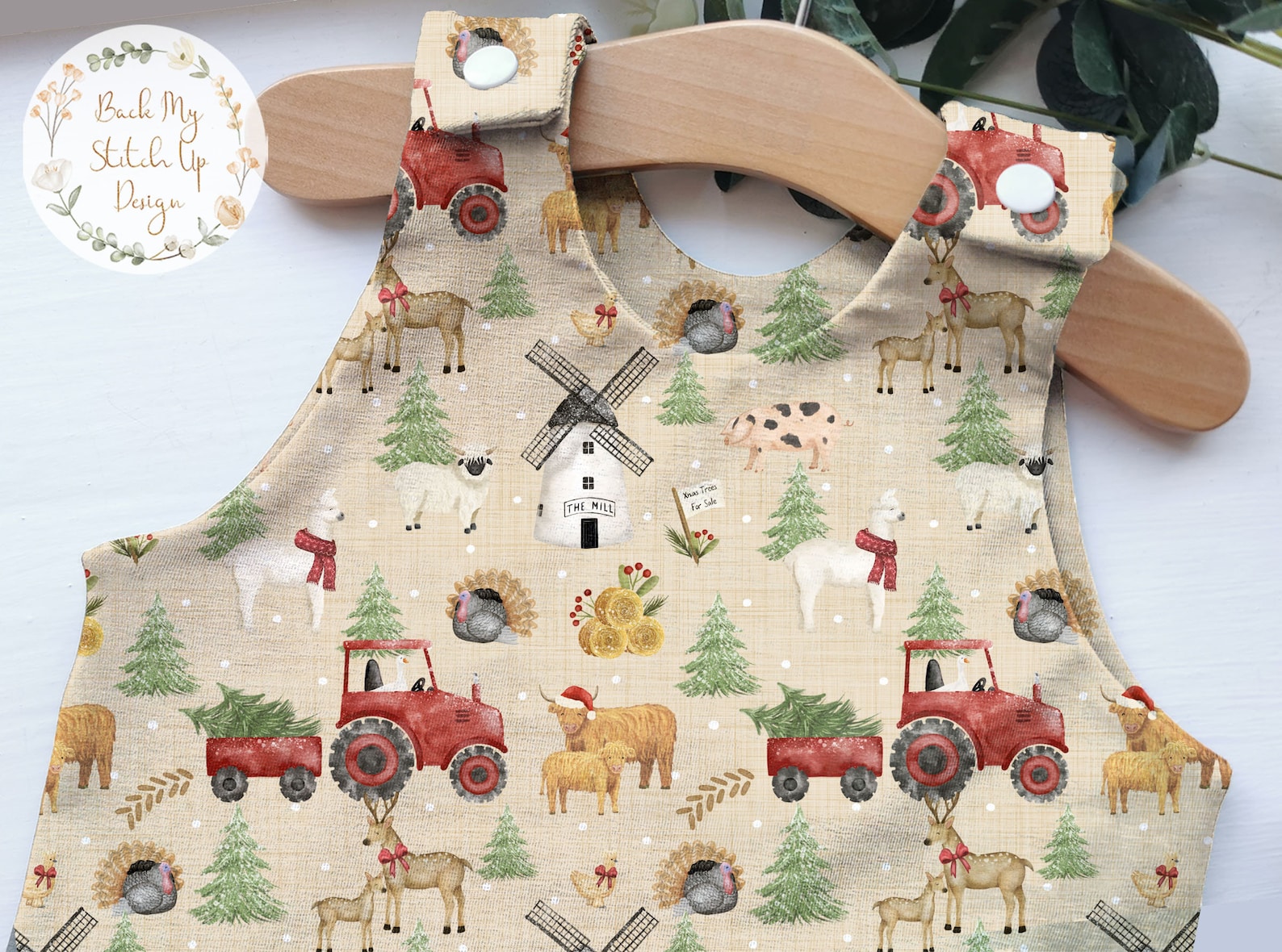 Christmas Farm Seamless Pattern, Winter Farm Surface Pattern, Highland ...