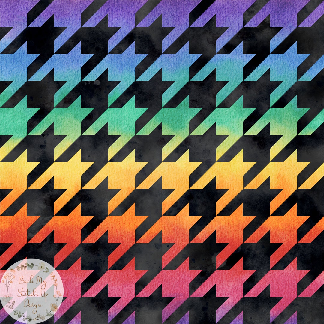 Rainbow Houndstooth Seamless Pattern, Colourful Houndstooth Seamless File, Dogstooth Digital ...