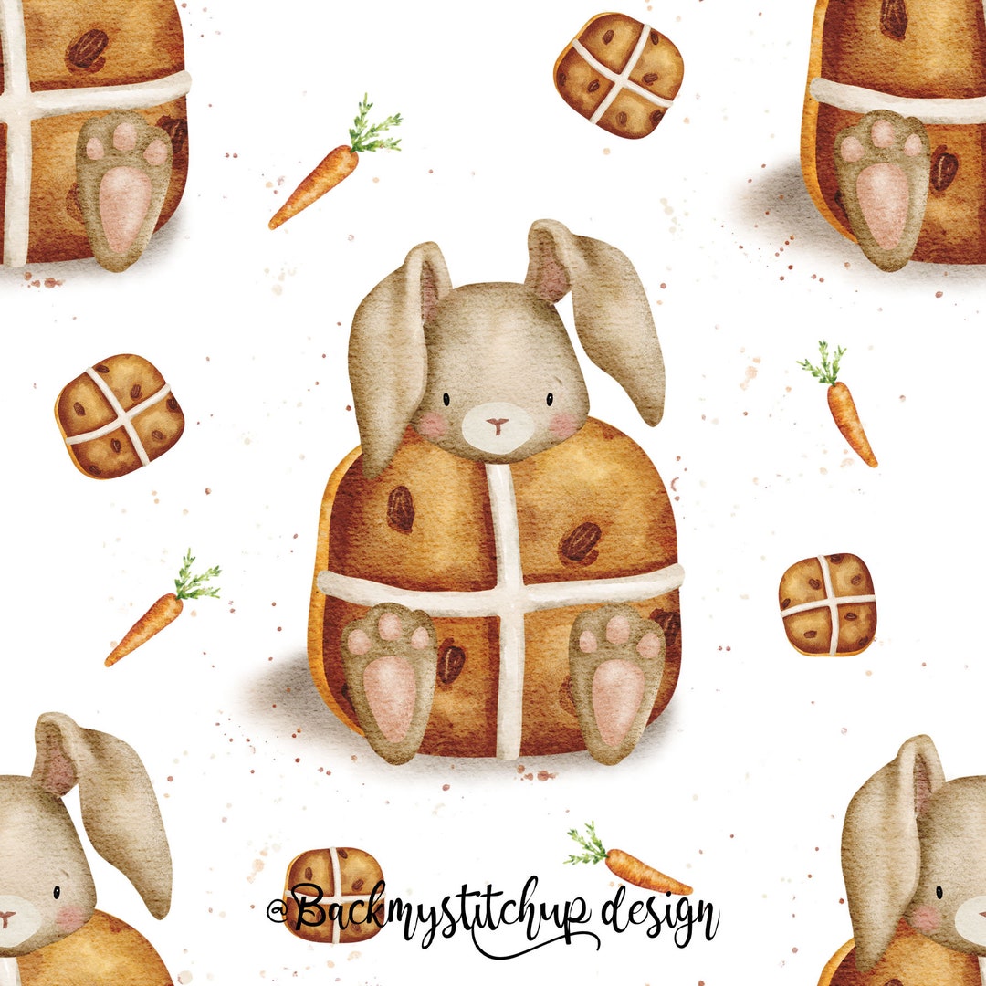Hot Cross Buns and Bunny Rabbit Seamless Pattern, Easter Seamless File ...