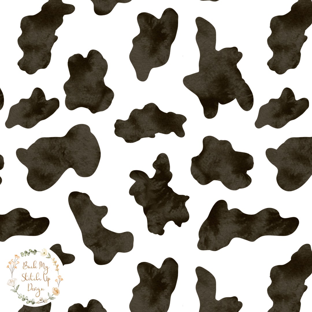 Cow Print Black Seamless Pattern, Animal Print Fabric Design ...