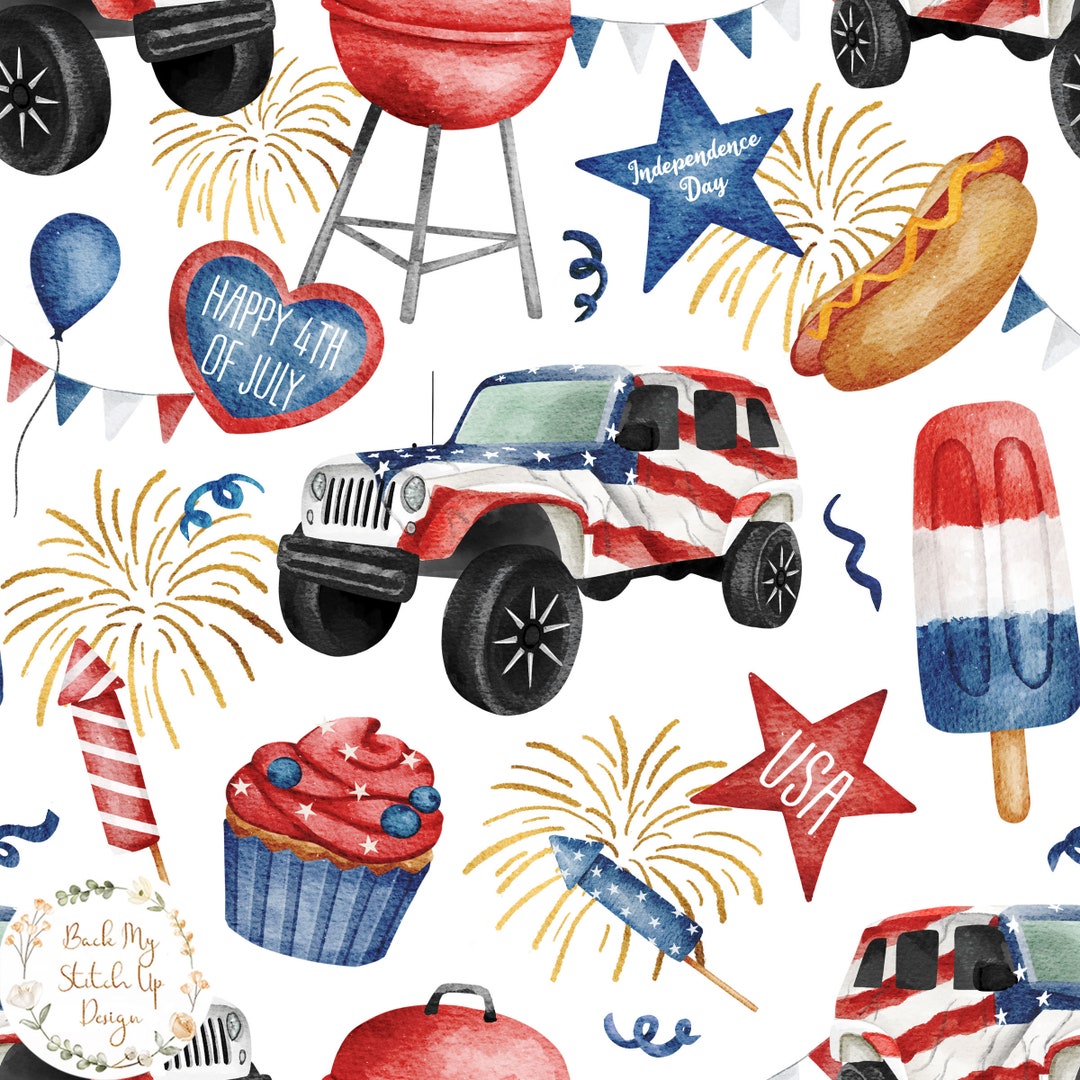 Fourth of July Seamless Design, USA Seamless Pattern, Patriotic ...