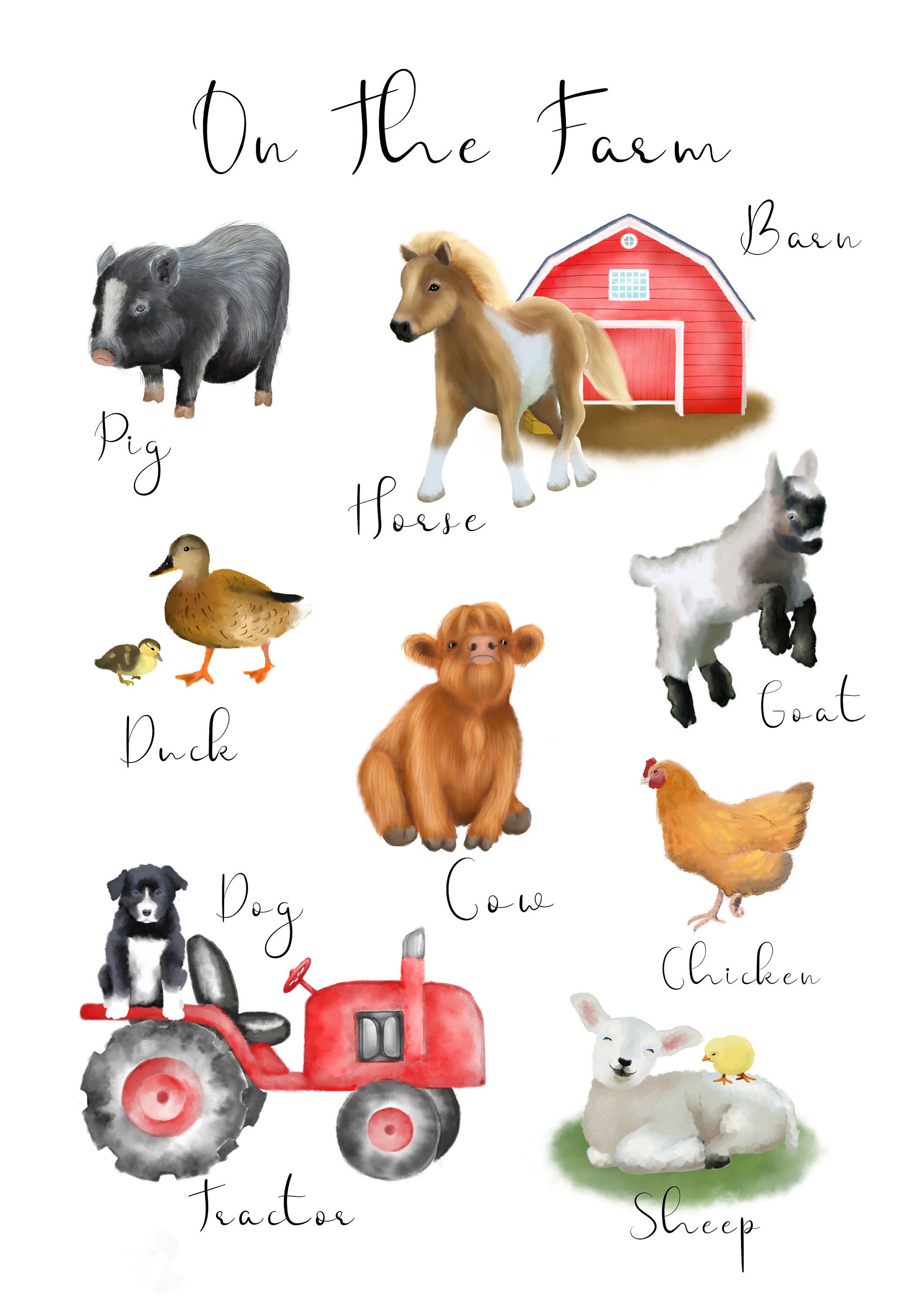 Farm Animals A4 and A5 digital downloads Print at home | Etsy