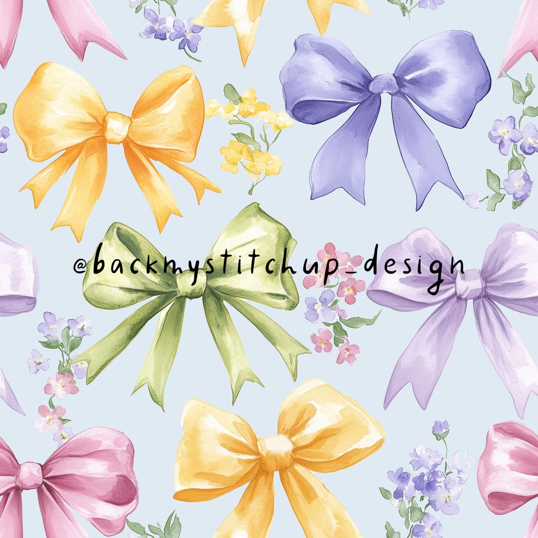 Spring Coquette Bows Seamless Pattern | Watercolor Easter Bows and ...