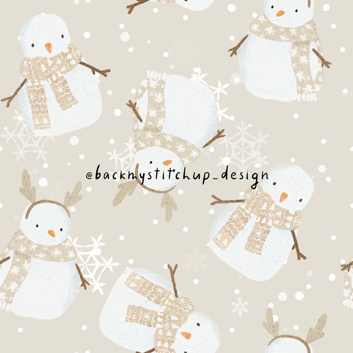 Multi Directional Snow Man Seamless Pattern, Winter Snowman Repeat Tile ...