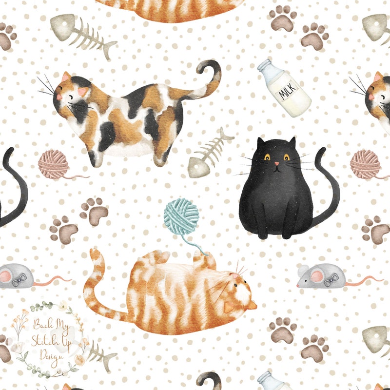 Kitty Seamless Pattern - Etsy