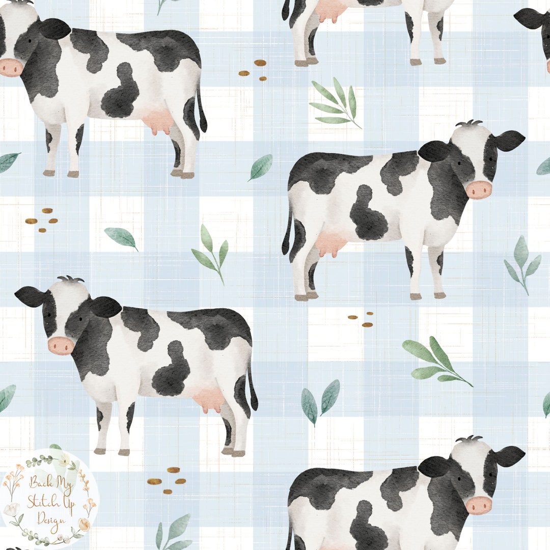 Cow Seamless Pattern, Cute Dairy Cow Fabric Design, Farm Seamless ...