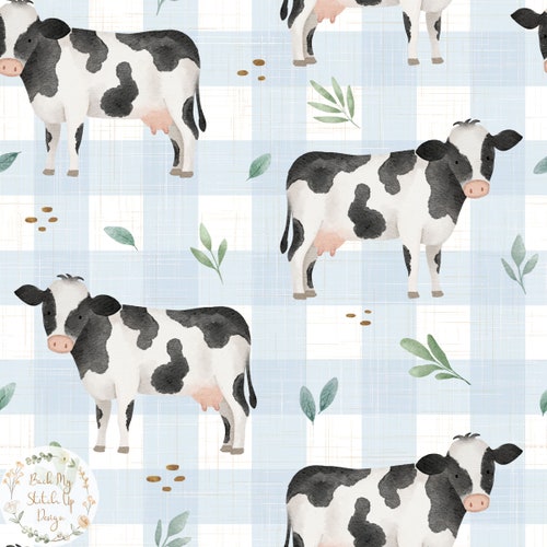Cow Seamless Pattern Cute Dairy Cow Fabric Design Farm - Etsy