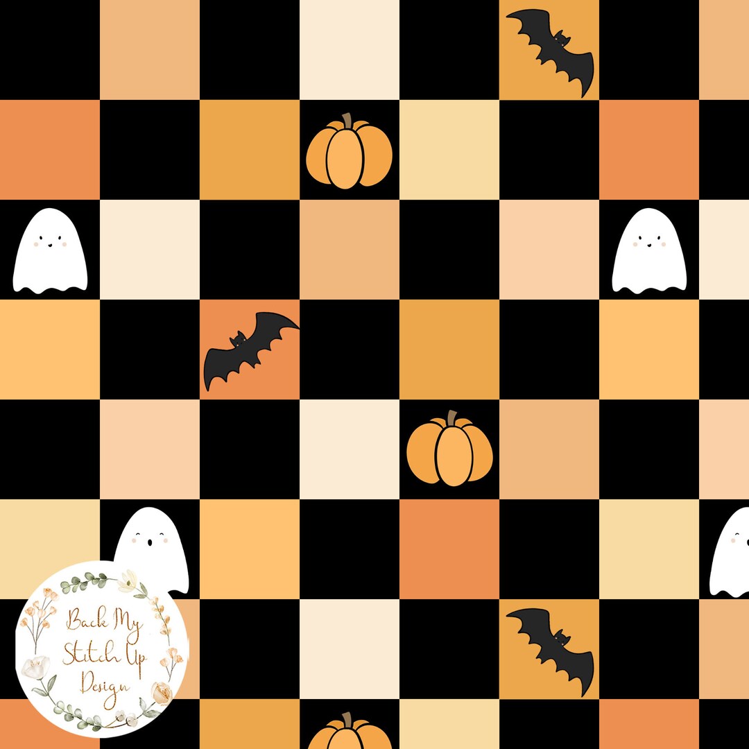 Orange and Black Check Seamless Pattern, Halloween Pumpkin Seamless ...