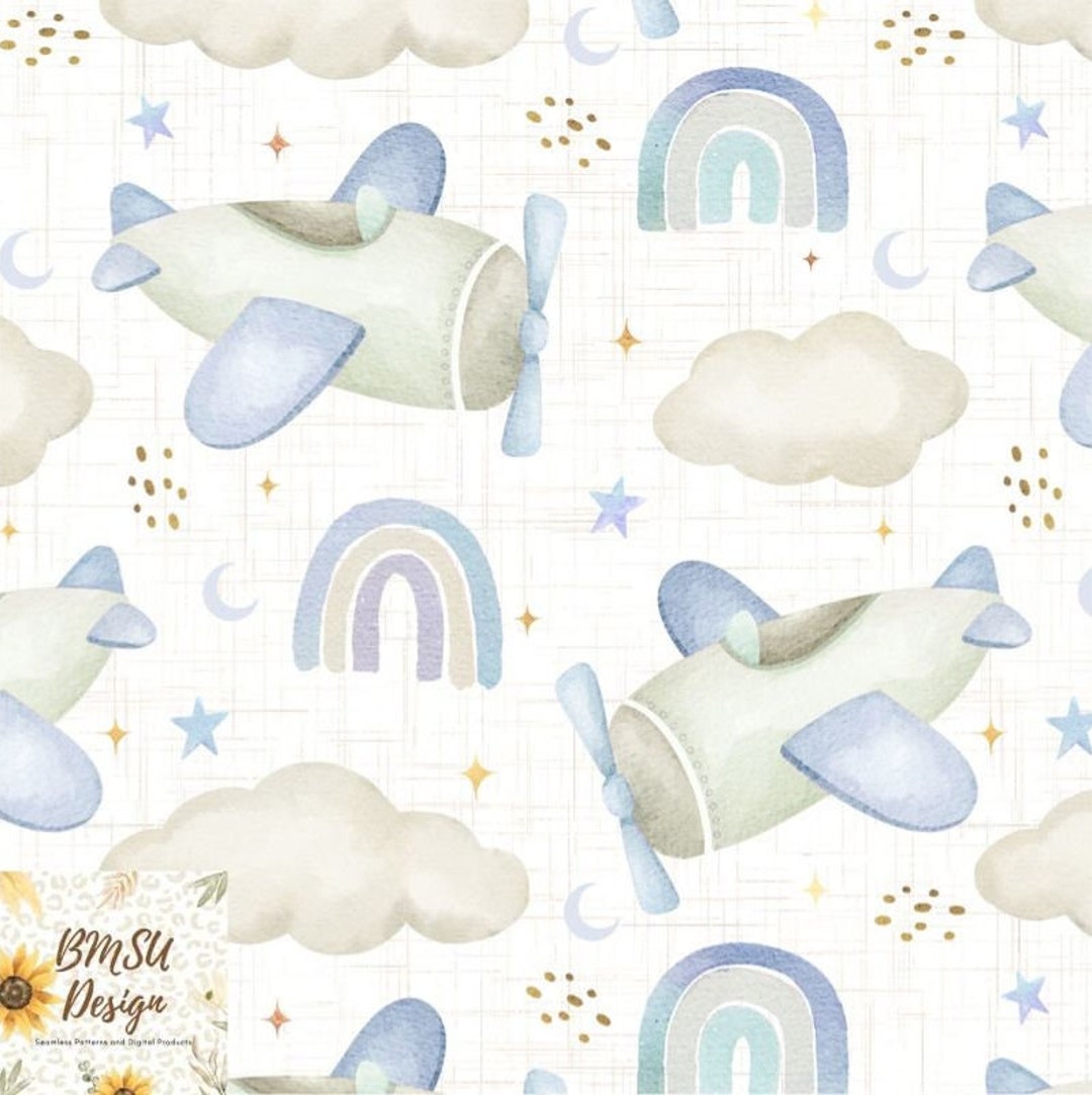Cute Aeroplane Seamless Pattern, Watercolour Aircraft Seamless File ...