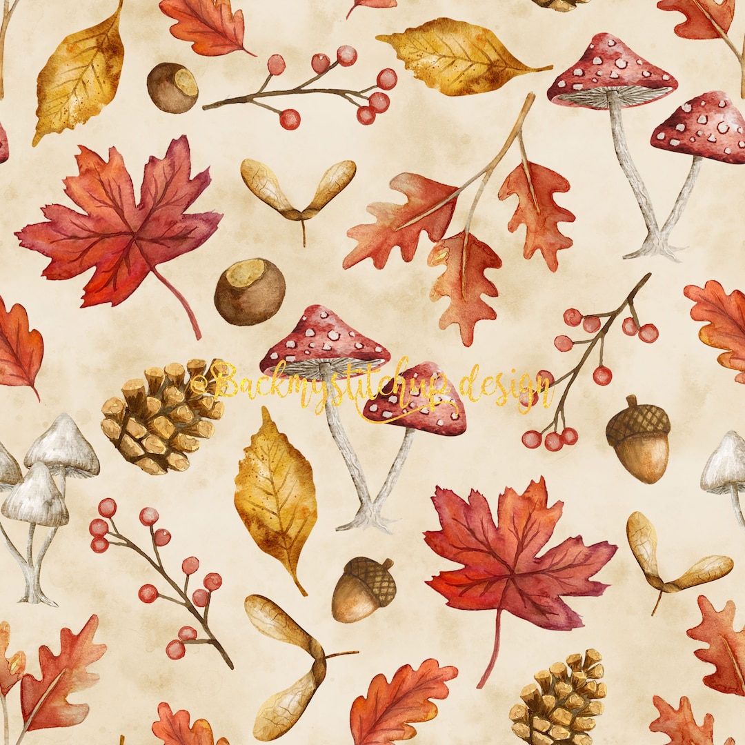 Autumn Leaves Watercolour Seamless Pattern Tile, Fall Leaves Seamless ...