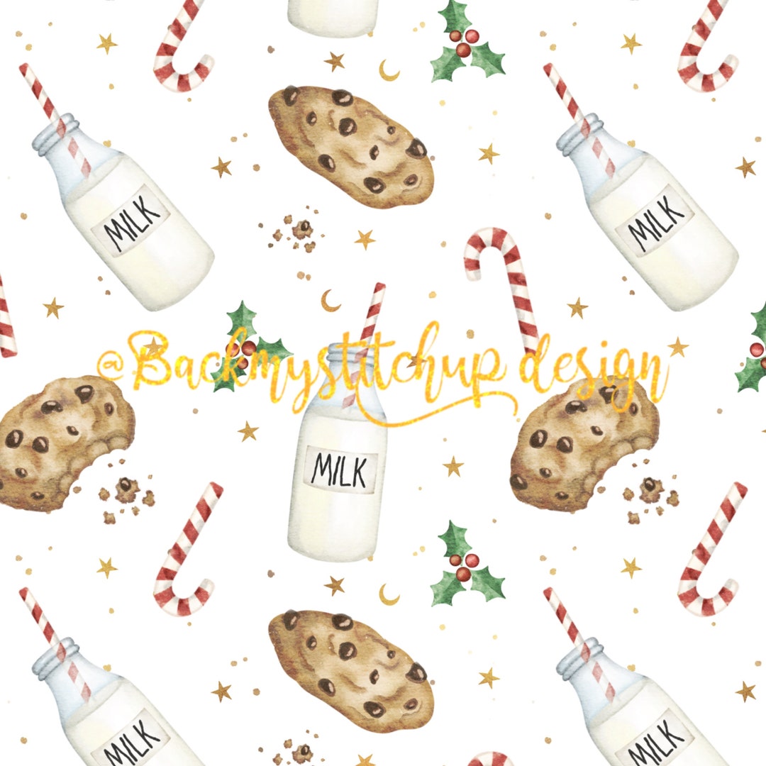 Milk and Cookies Seamless Pattern, Milk and Cookies Fabric Design ...