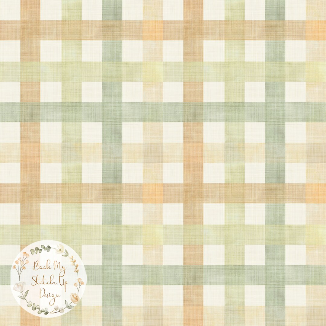 Gingham Seamless Pattern, Green and Orange Plaid Fabric Design, Spring ...