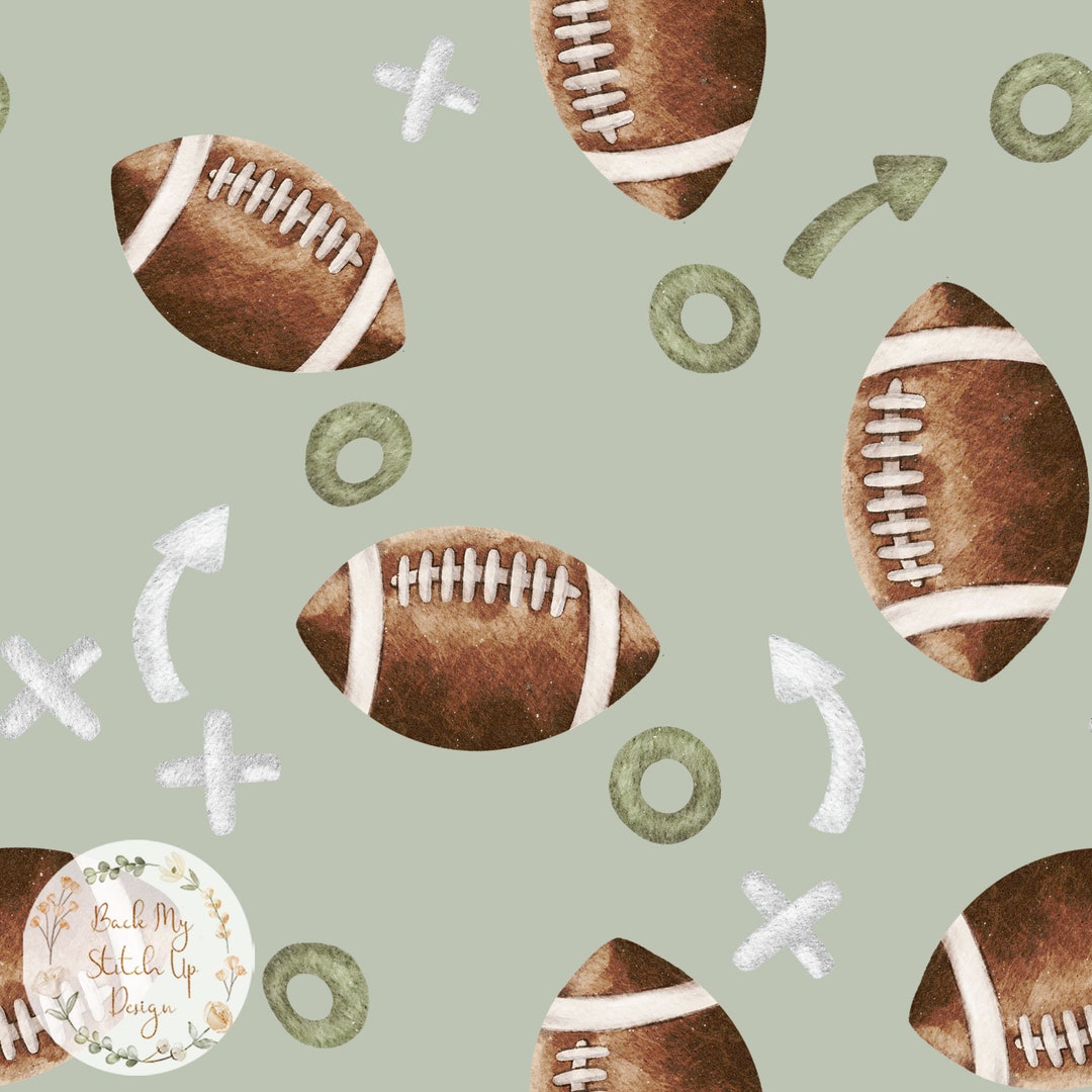 Football Seamless Pattern, American Football Digital Paper, Watercolor ...