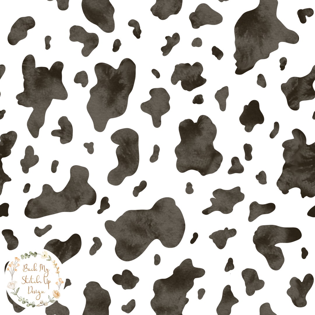 Cow Print Black Seamless Pattern, Animal Print Fabric Design ...