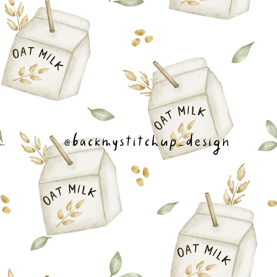 Oat Milk Carton Seamless Pattern, Cute Oat Milk Surface Design, Organic Farm Themed Digital ...
