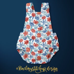 Red White & Blue Flowers Seamless Tile, Fourth of July Floral Seamless ...